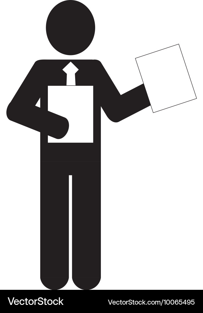 Businessman holding papers icon Royalty Free Vector Image