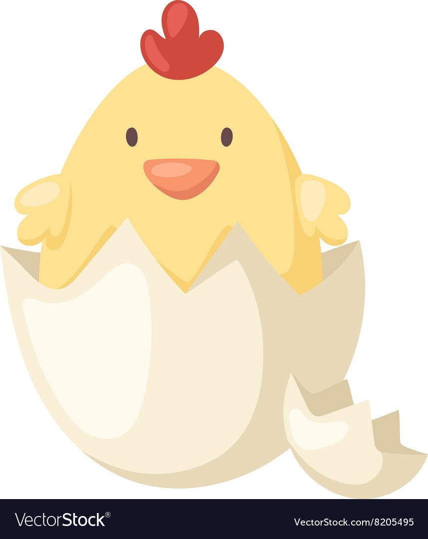 Cartoon yellow newborn chicken in broken egg Vector Image Cartoon yellow newborn chicken in broken egg Vector Image