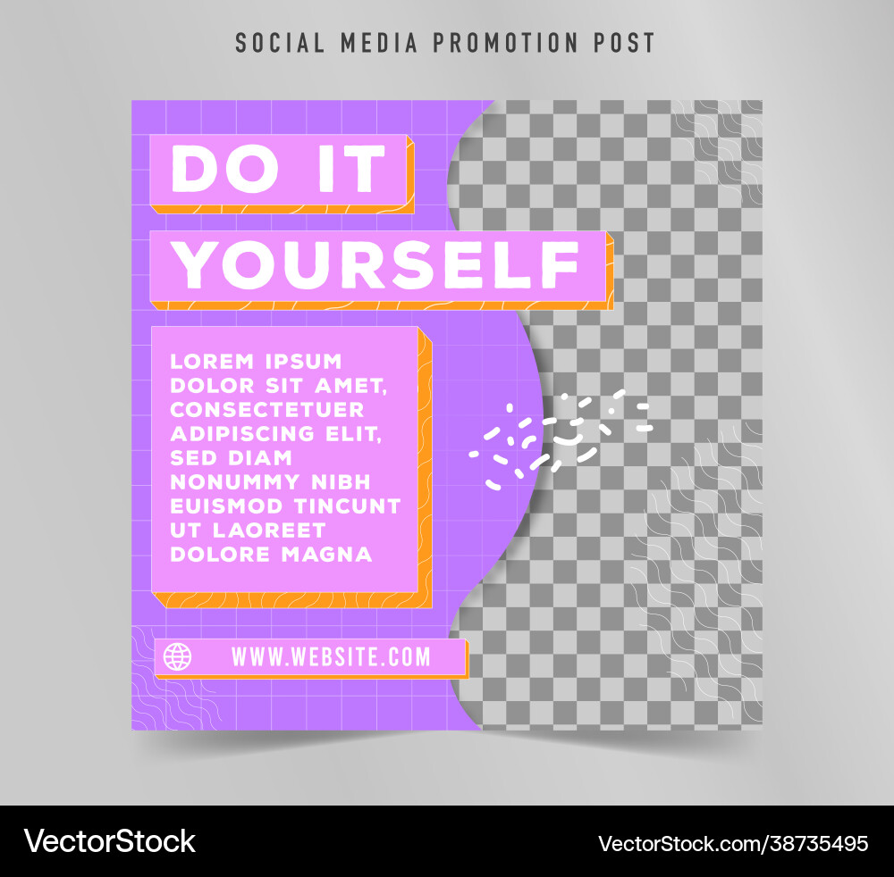 E-course promo social media post square template Vector Image