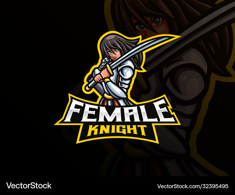 Female knight mascot Royalty Free Vector Image