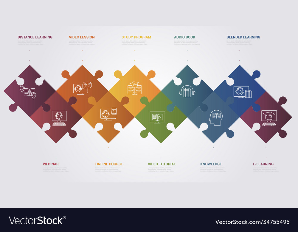 Infographic e-learning template icons Royalty Free Vector