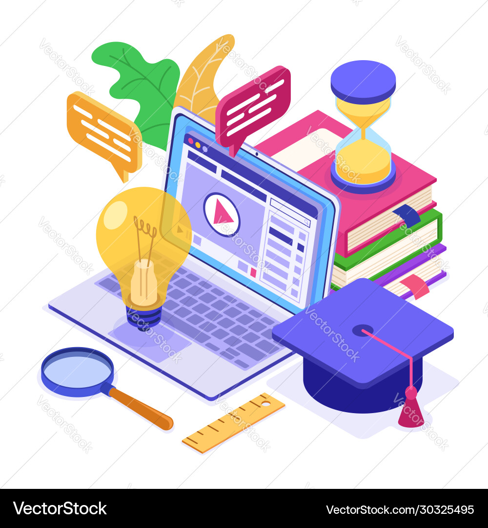 Online distance education from home Royalty Free Vector