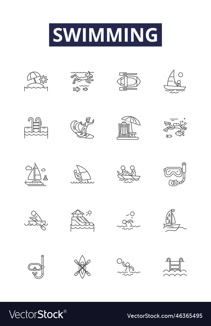 Swimming line icons and signs swim stroke Vector Image