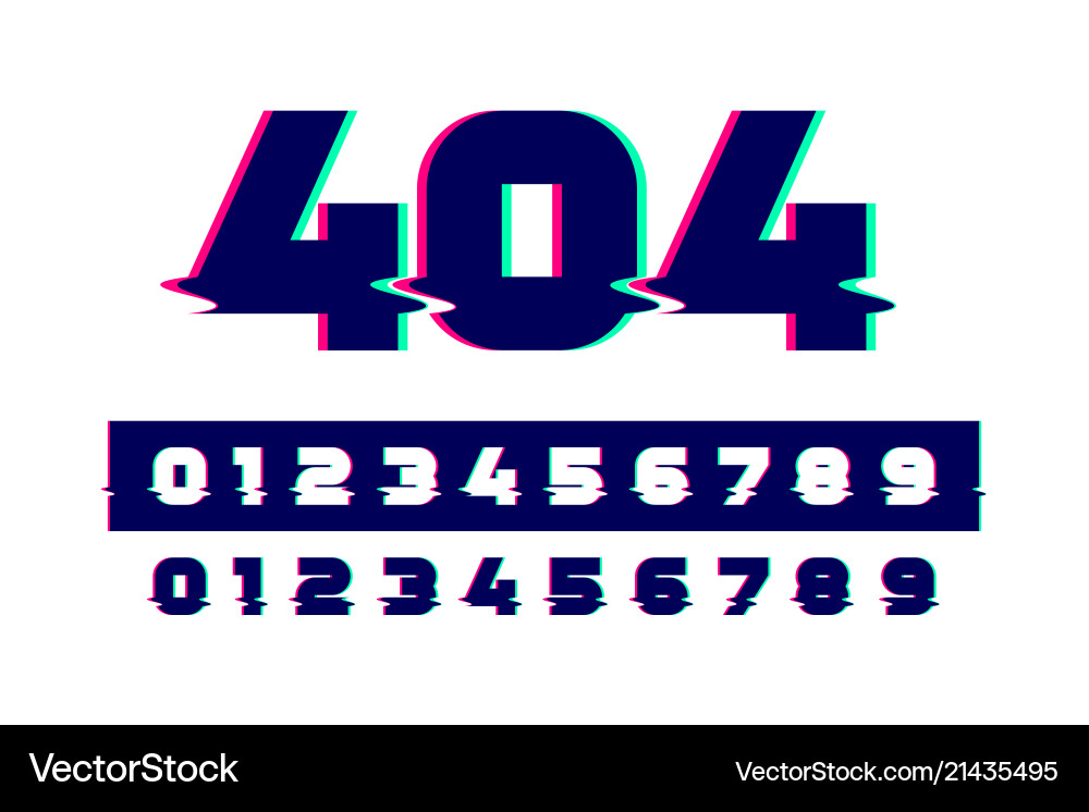 Trendy style distorted glitch font numbers Vector Image
