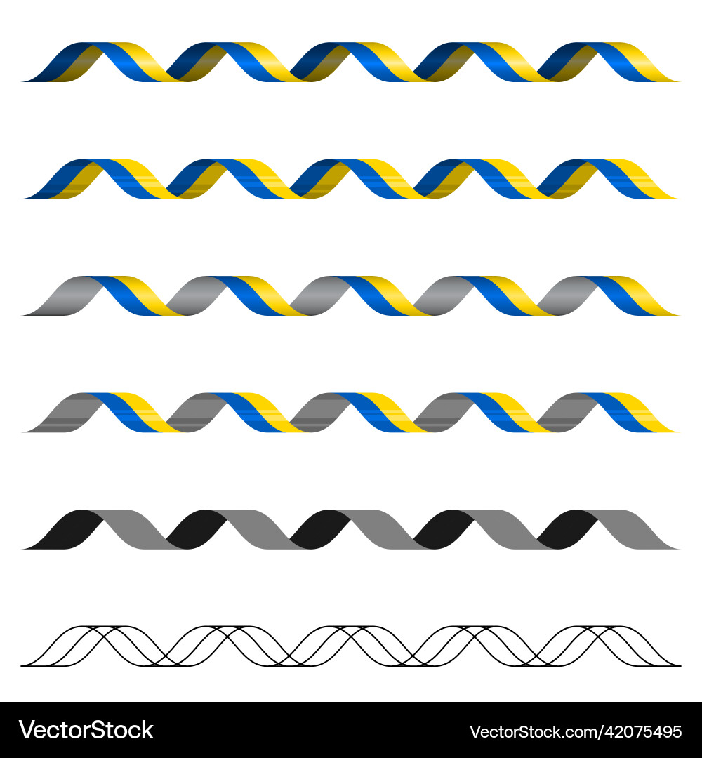 Ukrainian flag ribbons set Royalty Free Vector Image