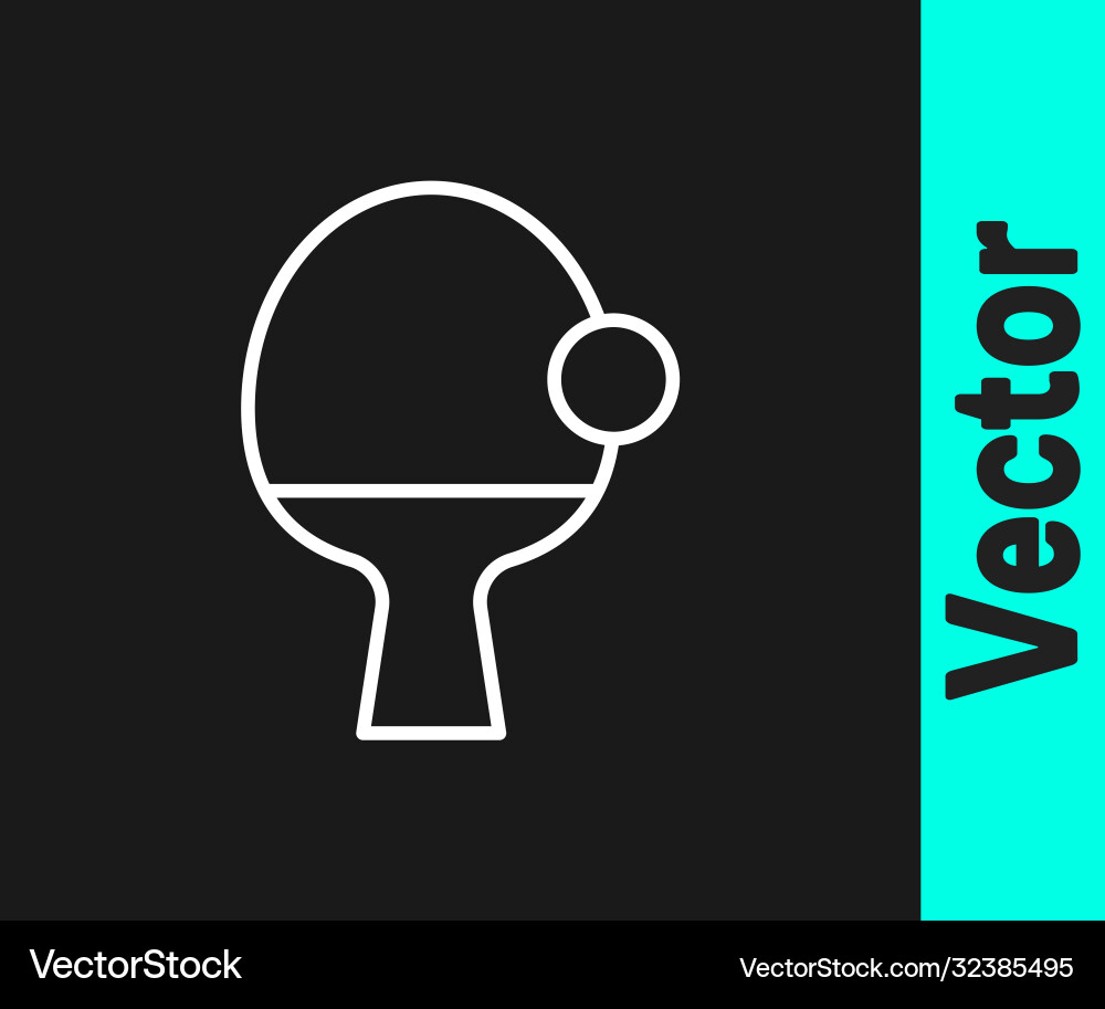 White line racket for playing table tennis icon Vector Image