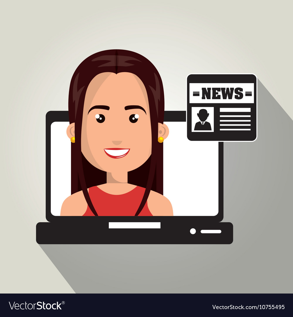 Woman avatar news icon Royalty Free Vector Image