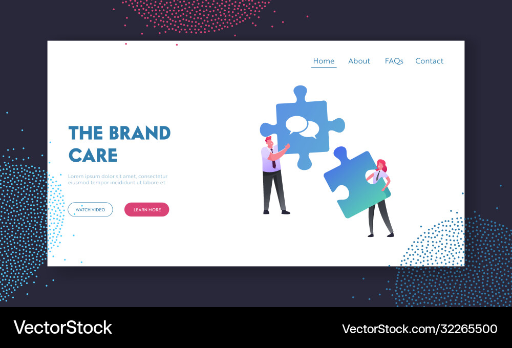 Collective work partnership landing page template Vector Image