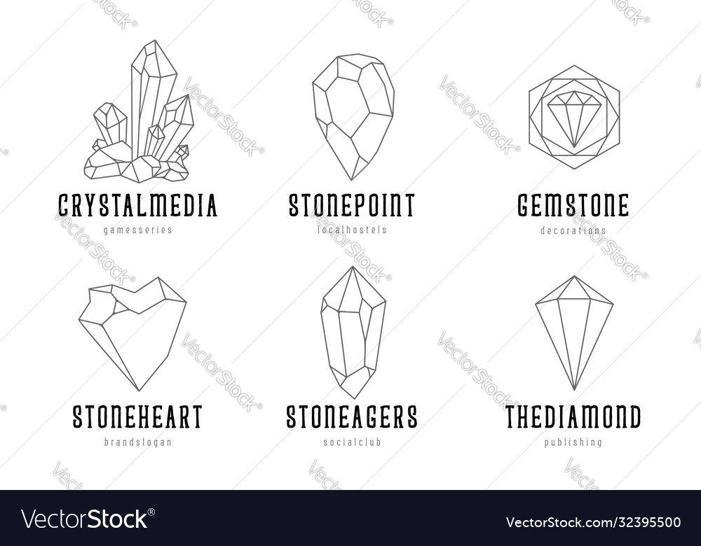 Crystals logo templates set Royalty Free Vector Image