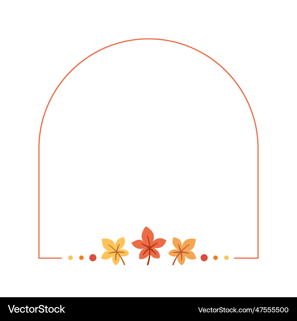 Cute autumn leaves frame geometric arch border Vector Image