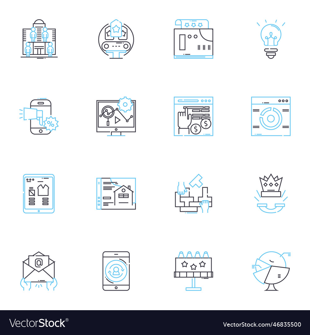 Digital creation linear icons set pixel Royalty Free Vector Digital creation linear icons set pixel Royalty Free Vector