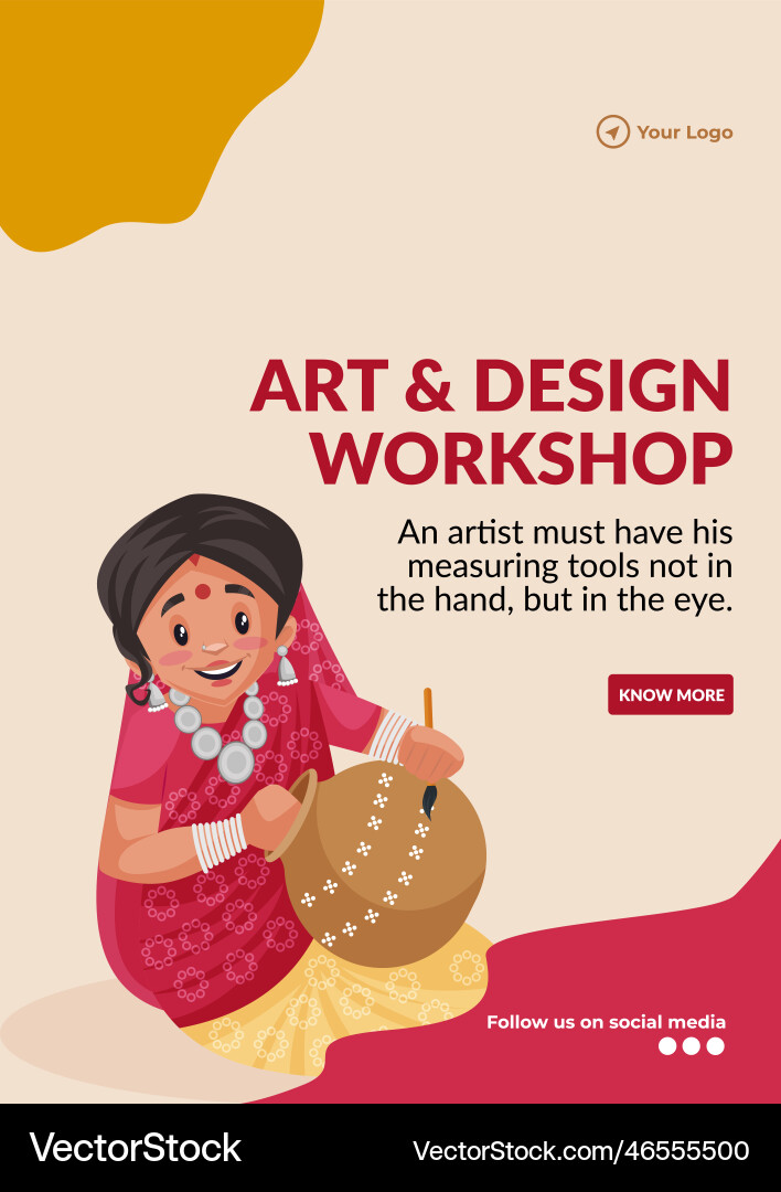 Flyer design of art and design workshop template Vector Image