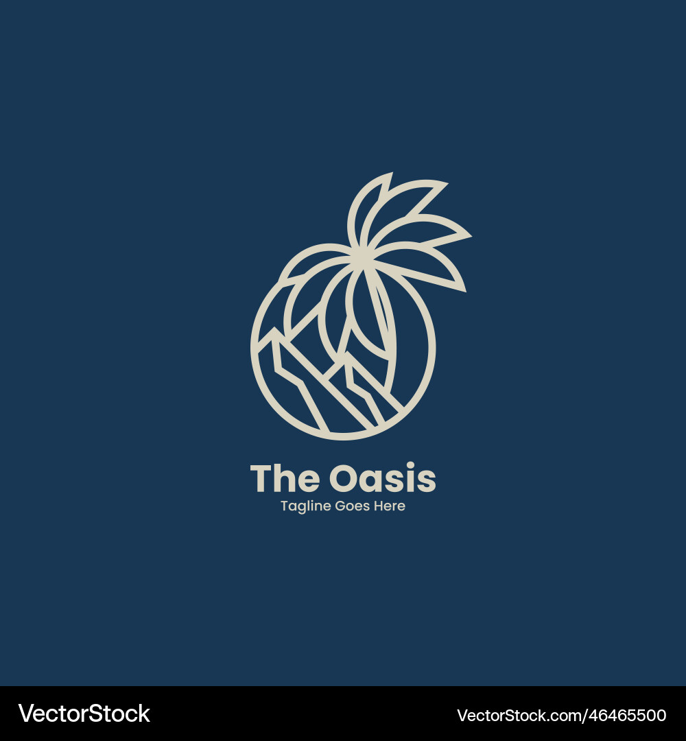 Logo the oasis line art style Royalty Free Vector Image