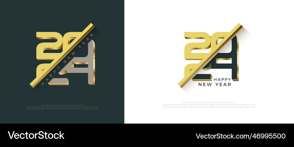 Modern new year 2024 greeting with simple Vector Image