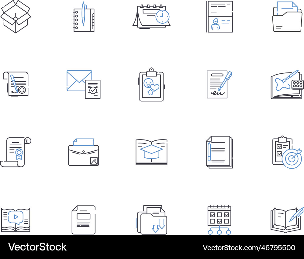 Published works line icons collection books Vector Image
