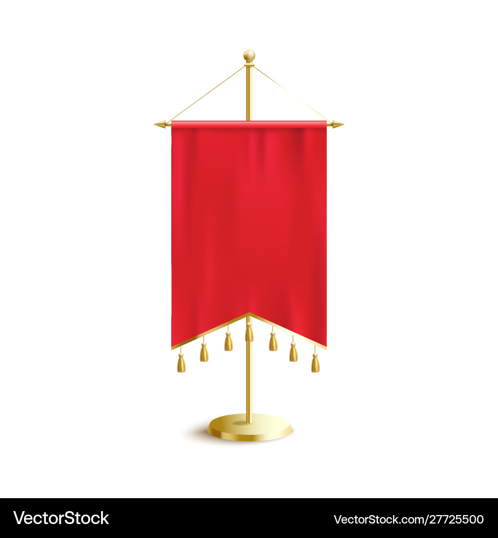 Red medieval pennant banner with pointed double Vector Image
