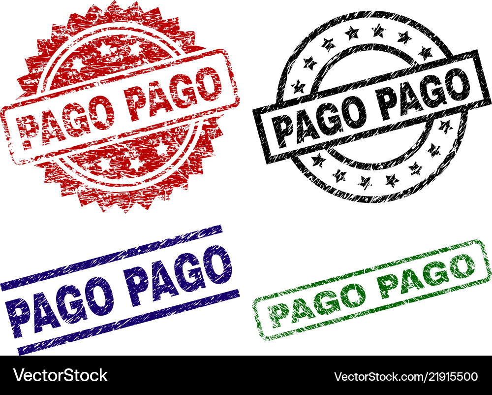 Scratched textured pago seal stamps Royalty Free Vector