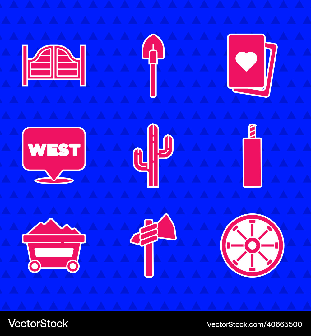 Set cactus tomahawk axe old wooden wheel Vector Image