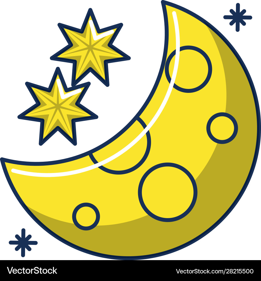 Stars astrology half moon line and fill image Vector Image
