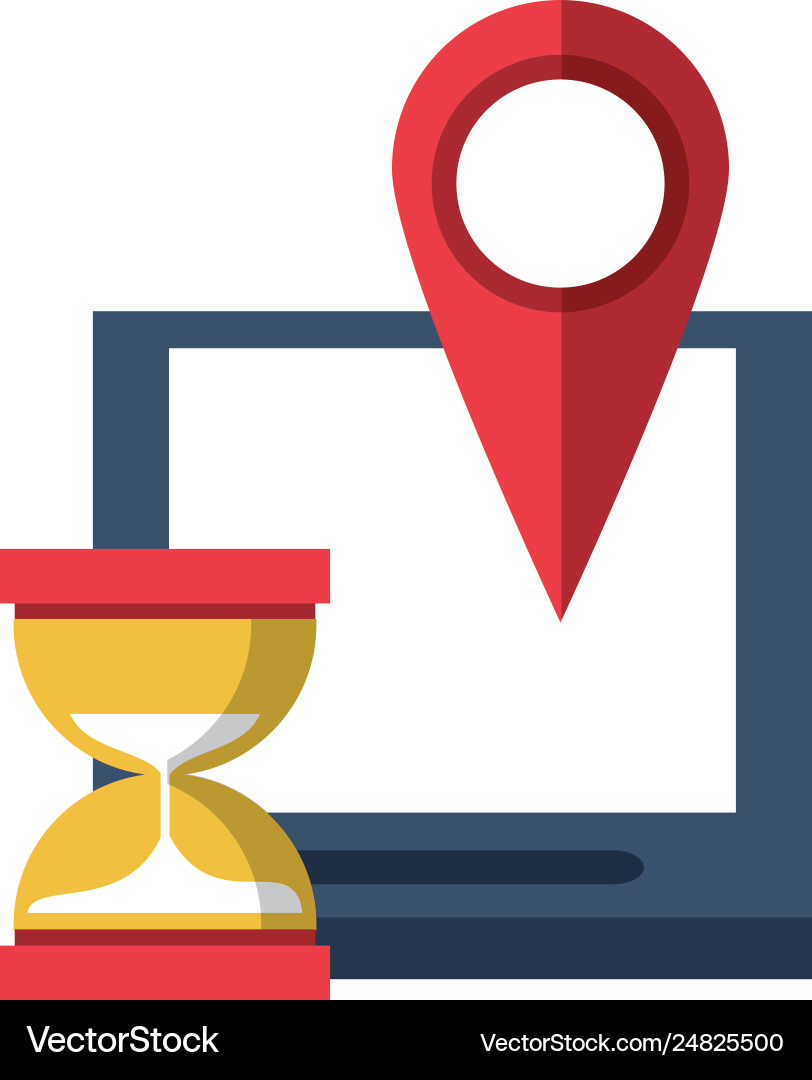 Tablet with gps tracking and hourglass symbol Vector Image