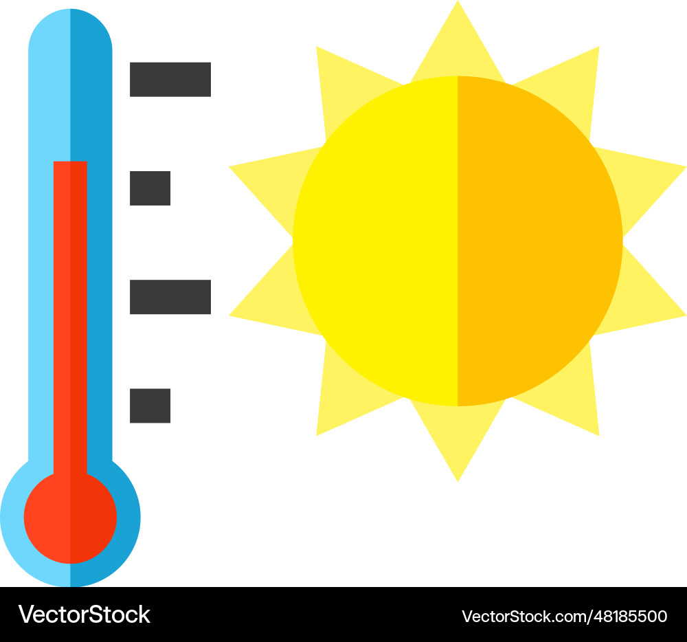 Thermometer showing heat wave icon Royalty Free Vector Image