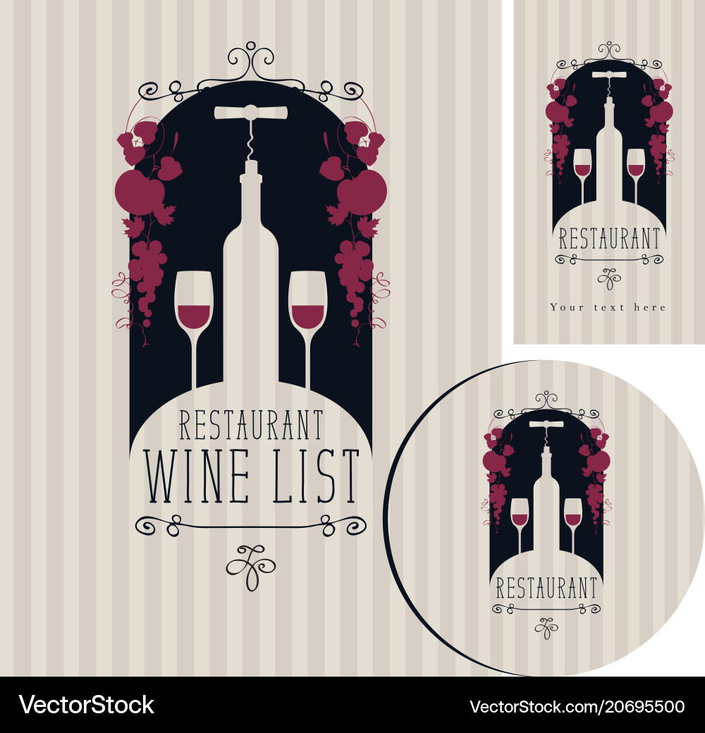 Wine set of elements for design restaurant Vector Image