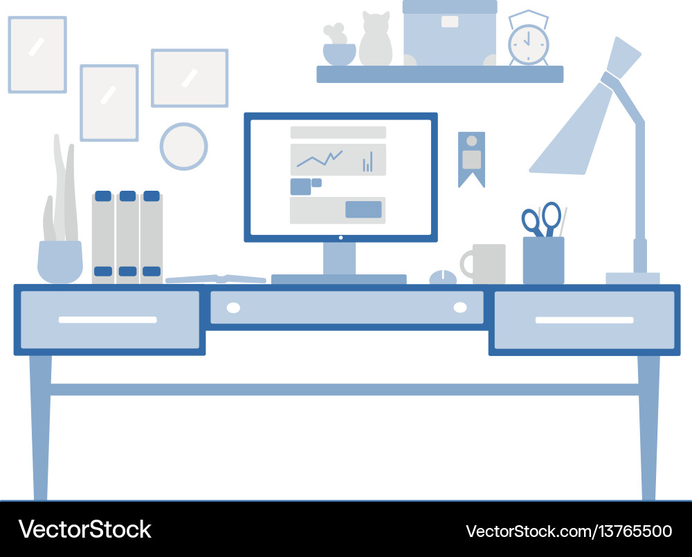 Workplace in flat style of modern Royalty Free Vector Image