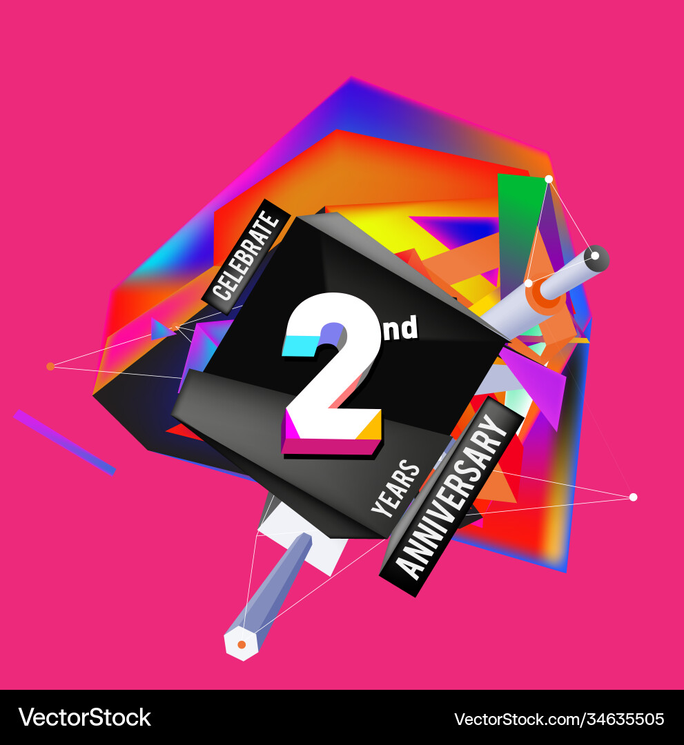 2nd anniversary logo with colorful background Vector Image