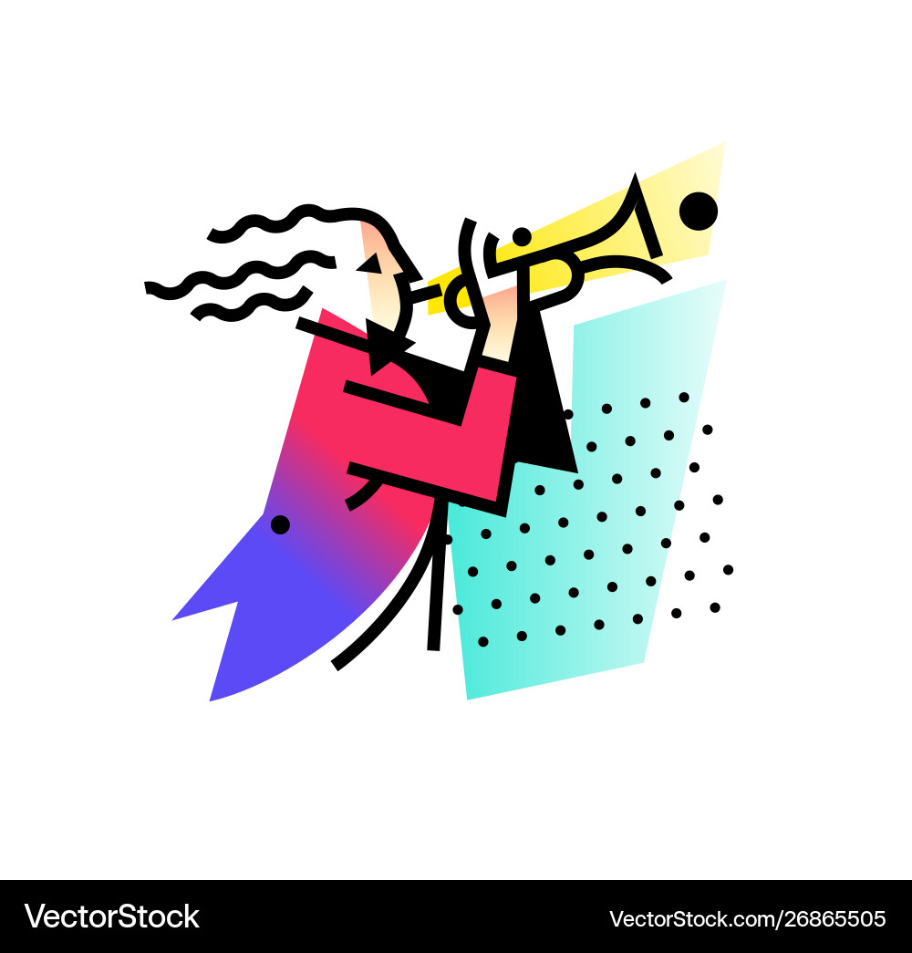 A musician trumpeter logo playing on pipe Vector Image