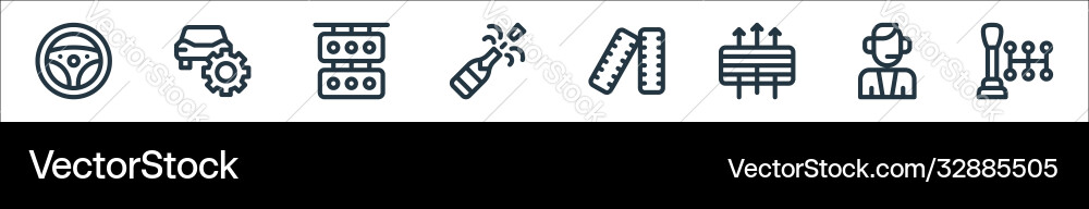 Auto racing line icons linear set quality line Vector Image