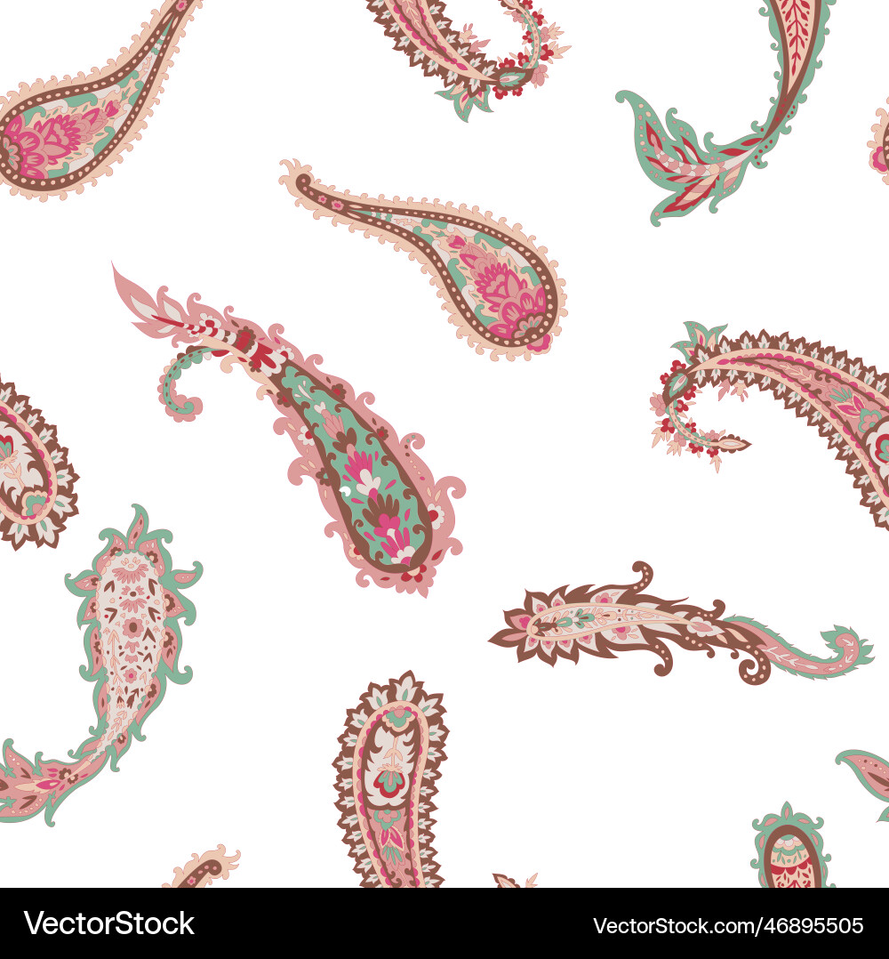 Blooming flowers and leaves paisley patterns Vector Image
