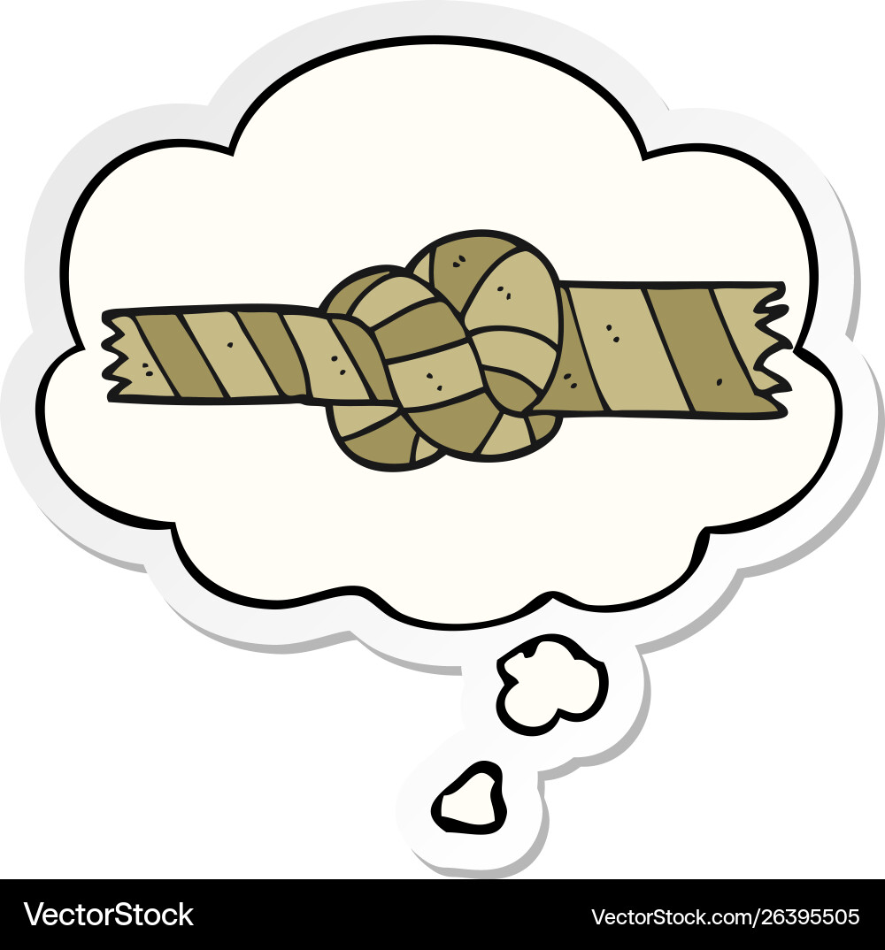 Cartoon knotted rope and thought bubble Royalty Free Vector