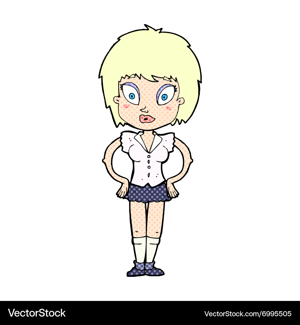 Comic cartoon pretty girl Royalty Free Vector Image