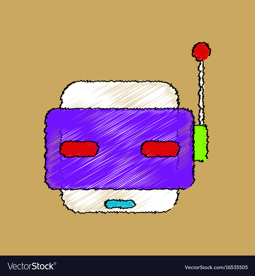 Flat shading style icon toy robot face Royalty Free Vector