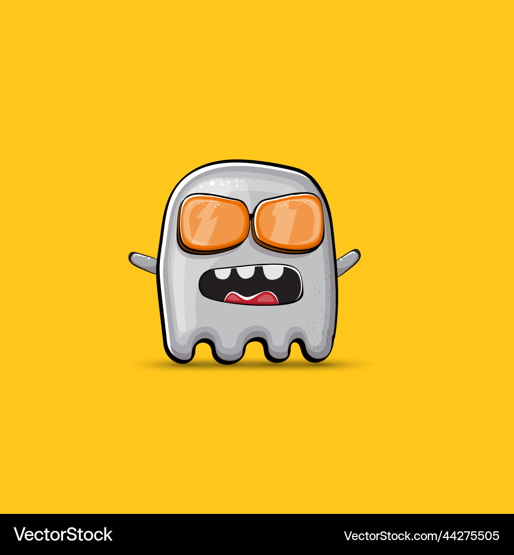 Funny cute smiling grey ghost monster isolated Vector Image