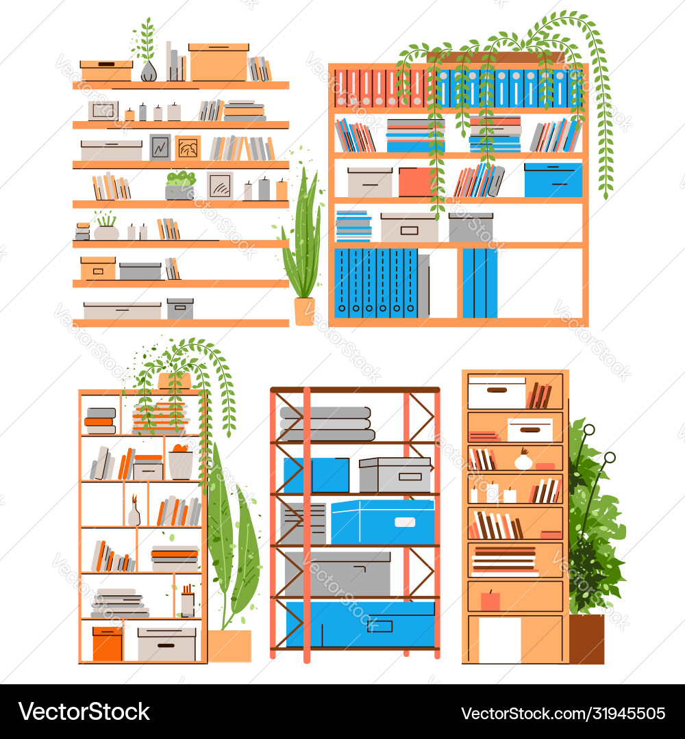 House and office bookshelf bookcase bookrack Vector Image
