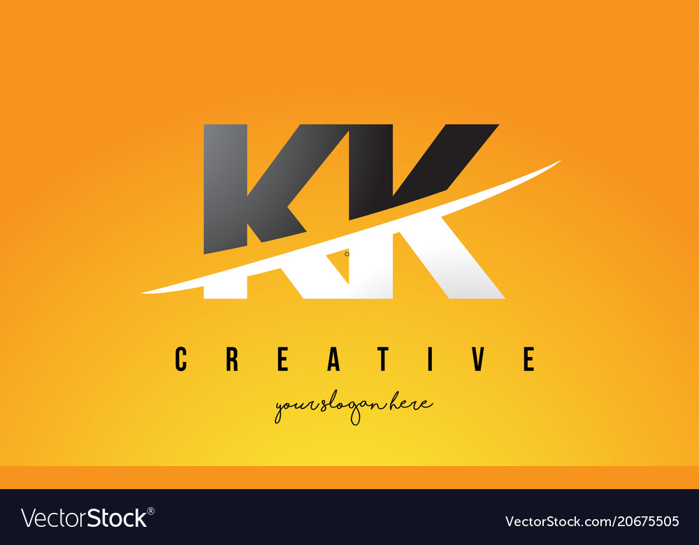 Kk K Letter Modern Logo Design With Yellow Vector Image