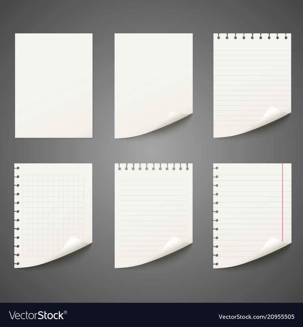 Set different notepad sheet Royalty Free Vector Image