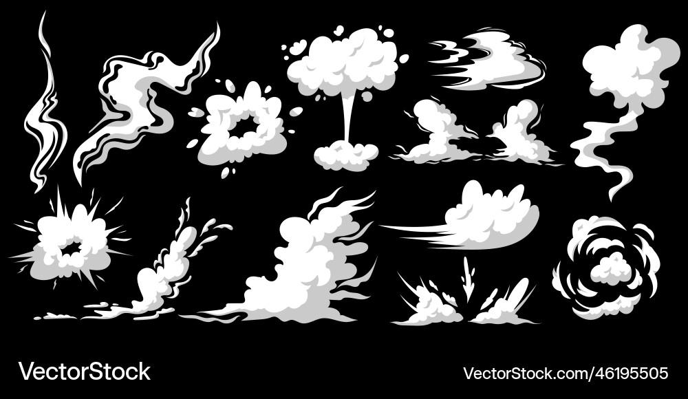 Smoke clouds set wind stream comic space Vector Image