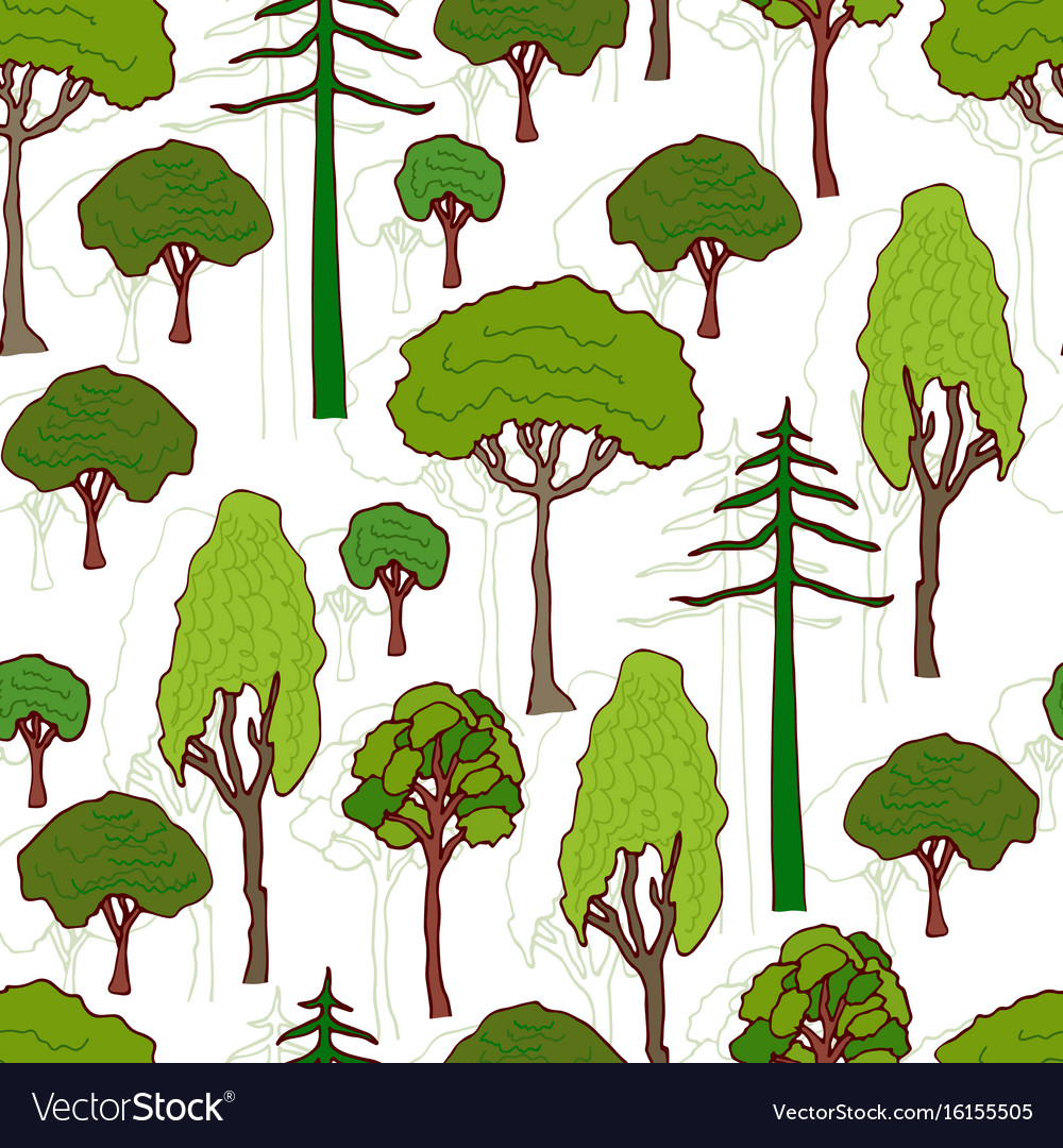 Trees pattern seamless pattern of green Royalty Free Vector
