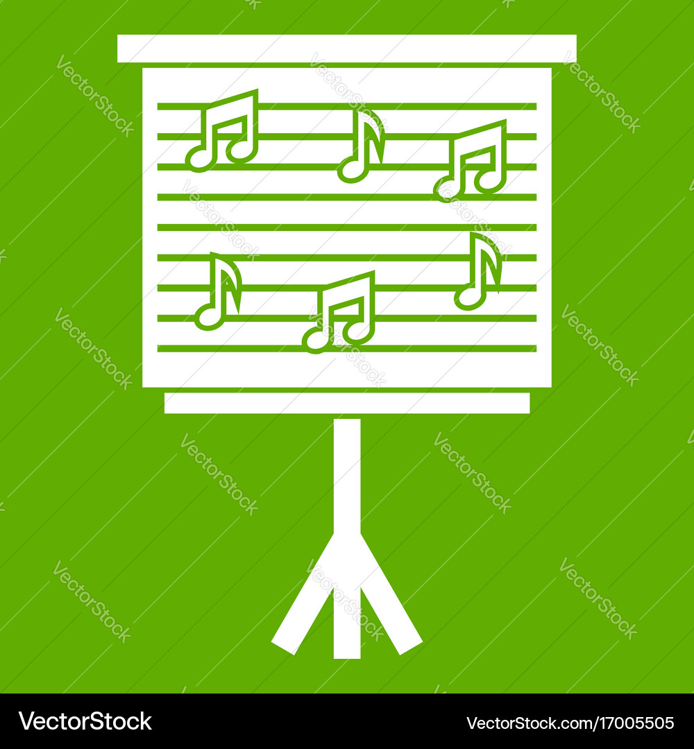 Whiteboard with music notes icon green Royalty Free Vector