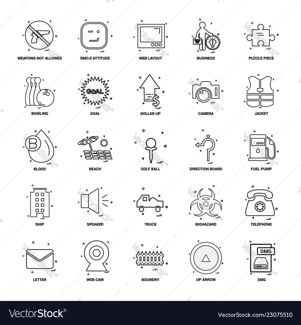 25 business concept mix line icon set Royalty Free Vector