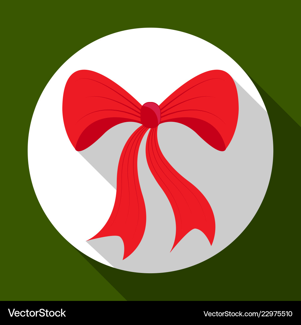 Christmas red bow icon on green background Vector Image