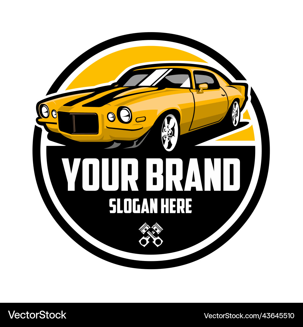 Classic sport car circle emblem logo Royalty Free Vector