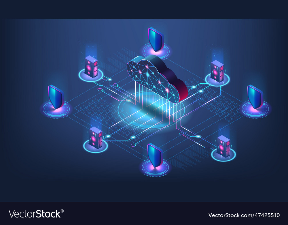 Data cloud storage digital technology attack Vector Image