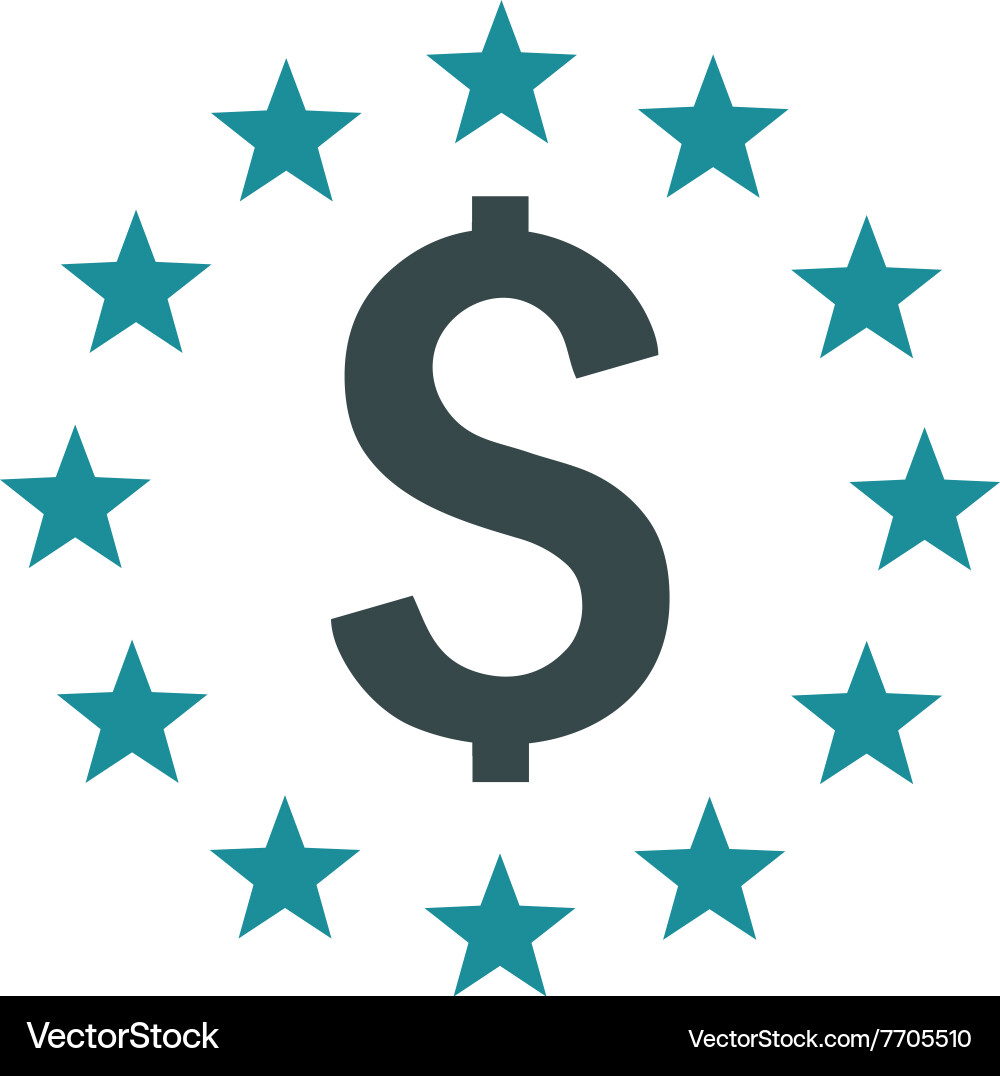 Dollar stars flat icon Royalty Free Vector Image