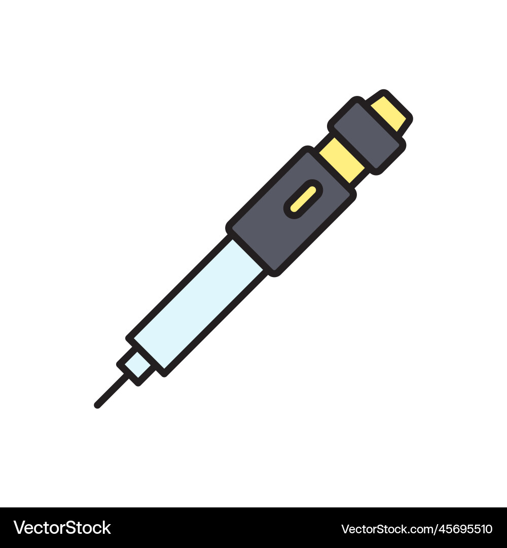Insulin injection pen filled color icon linear Vector Image