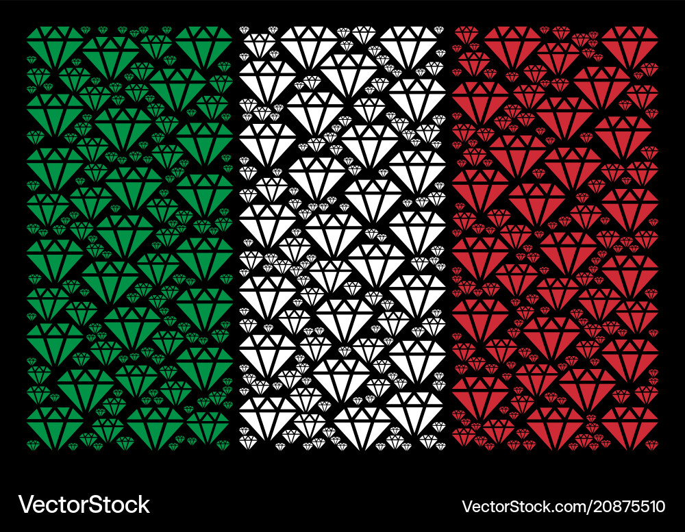 Italian flag pattern of diamond items Royalty Free Vector