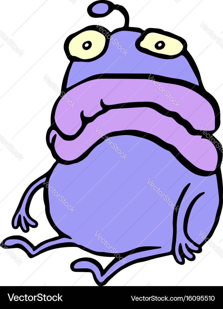 Lonely purple monster sits alone Royalty Free Vector Image