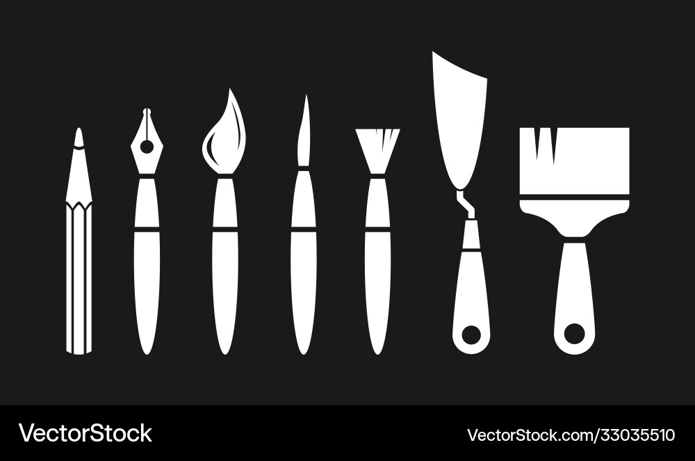 Set art icons isolated on white stencil Royalty Free Vector